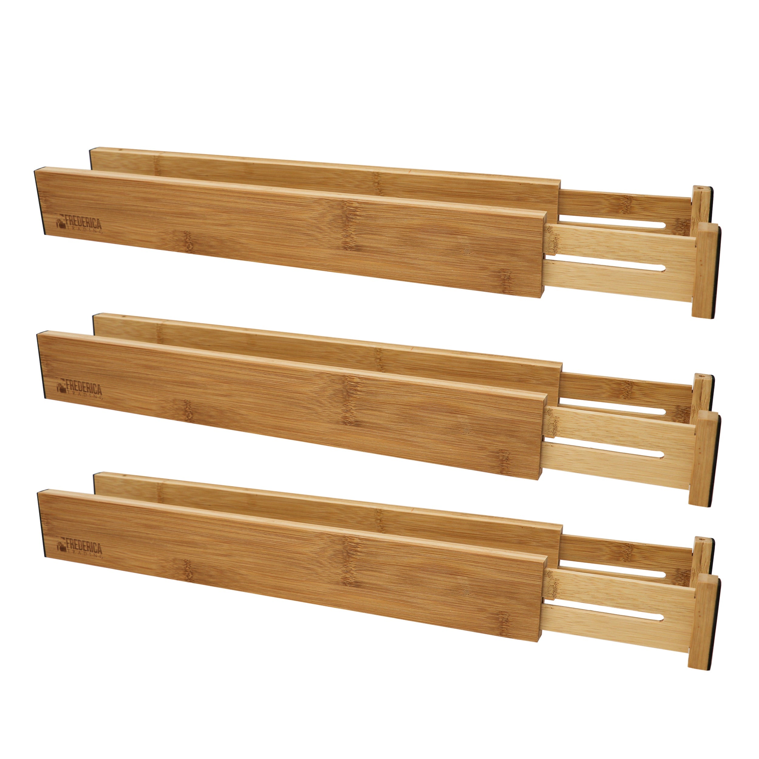Bamboo Adjustable Spring-Loaded, Stackable Drawer Divider Organizers ...